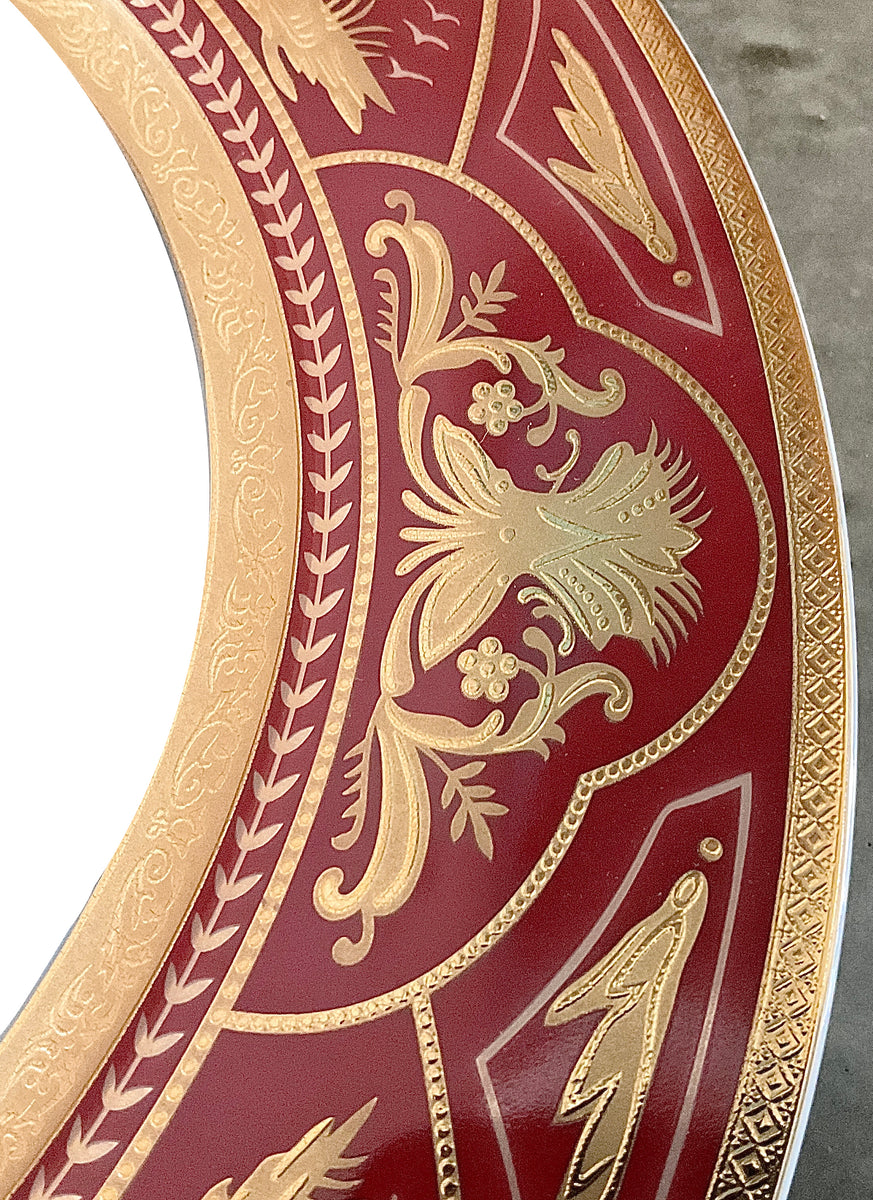 Red and Gold Royal Raven Plate or Cup/Saucer Set, Porcelain. Food Safe ...