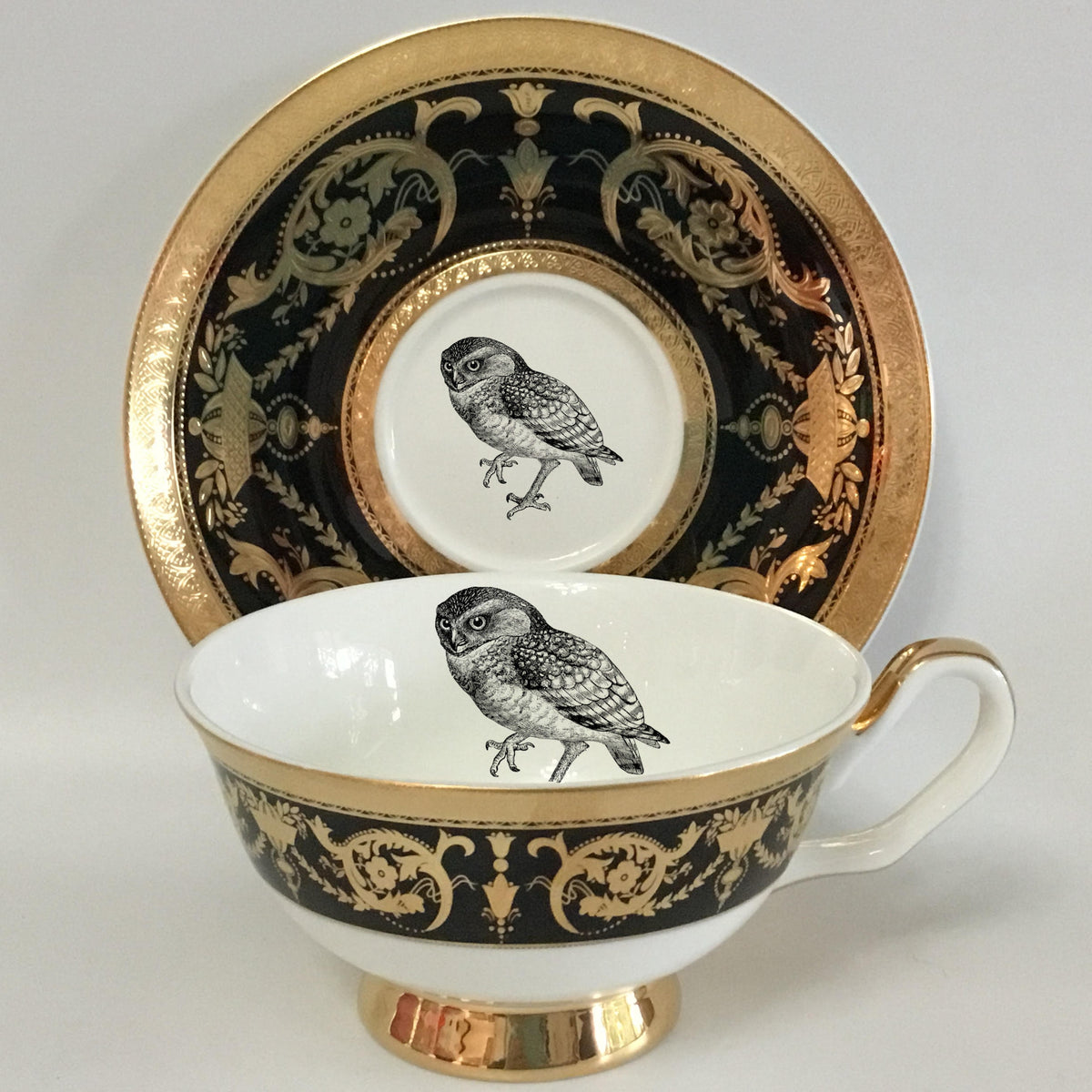 Owl Teacup & Saucer Set, 8 oz, Porcelain – Angioletti Designs